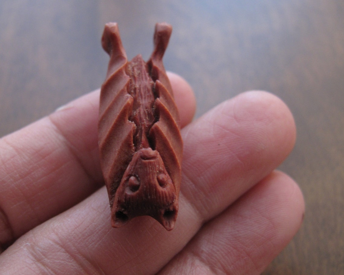 Excellent carving hanging bat pendantcarved sabo wood | Etsy