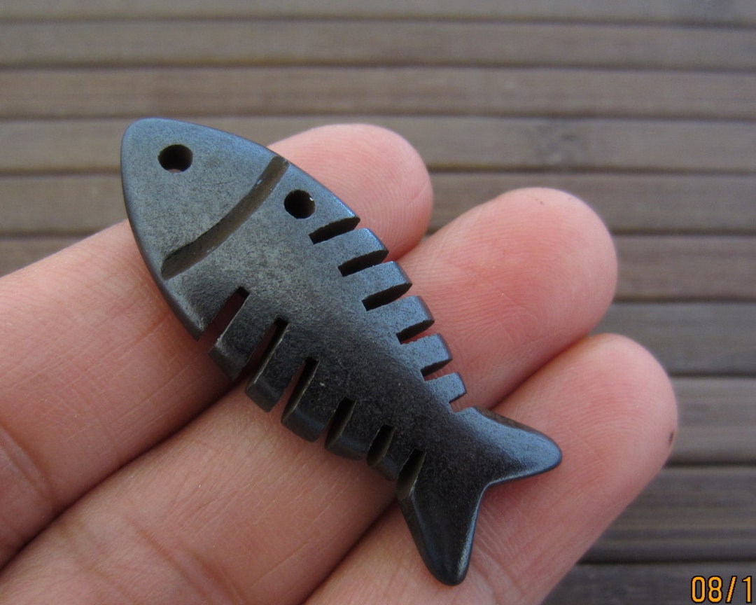 Hand Carved Bone Fish Pendant, Buffalo Horn Carving, Jewelry Making ...