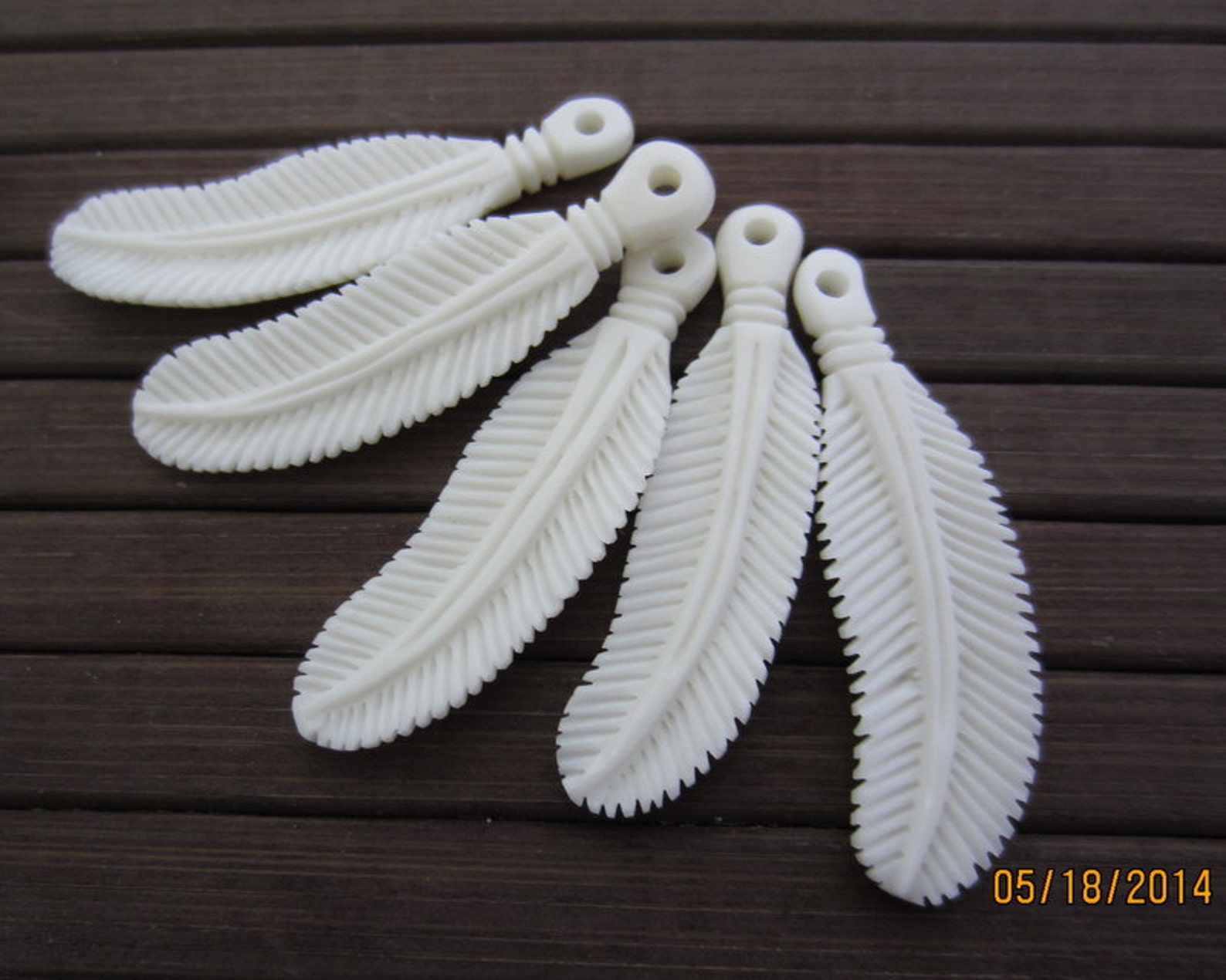 Gorgeous Carved Feather Pendant Carved Buffalo Bone Bone - Etsy