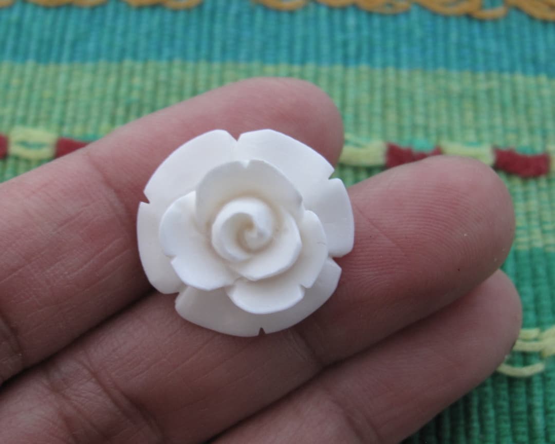 Intricate Carved Rose, Flower From Buffalo Bone, Jewelry Making ...