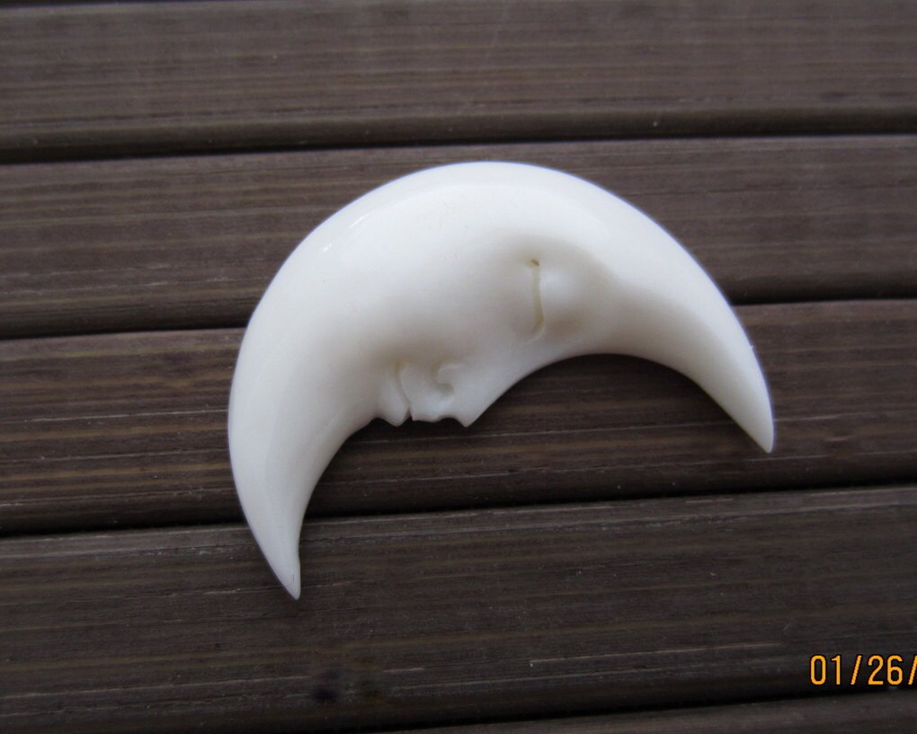 One Sided Hand Carved Bone Crescent Moon Cabochonflat Back | Etsy
