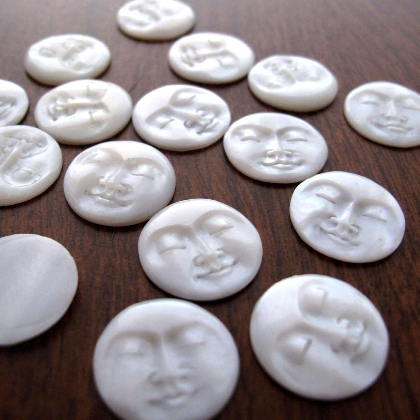 20 Mm Hand Carved Moon Face Cabochon With Closed Eye, Fresh Water ...