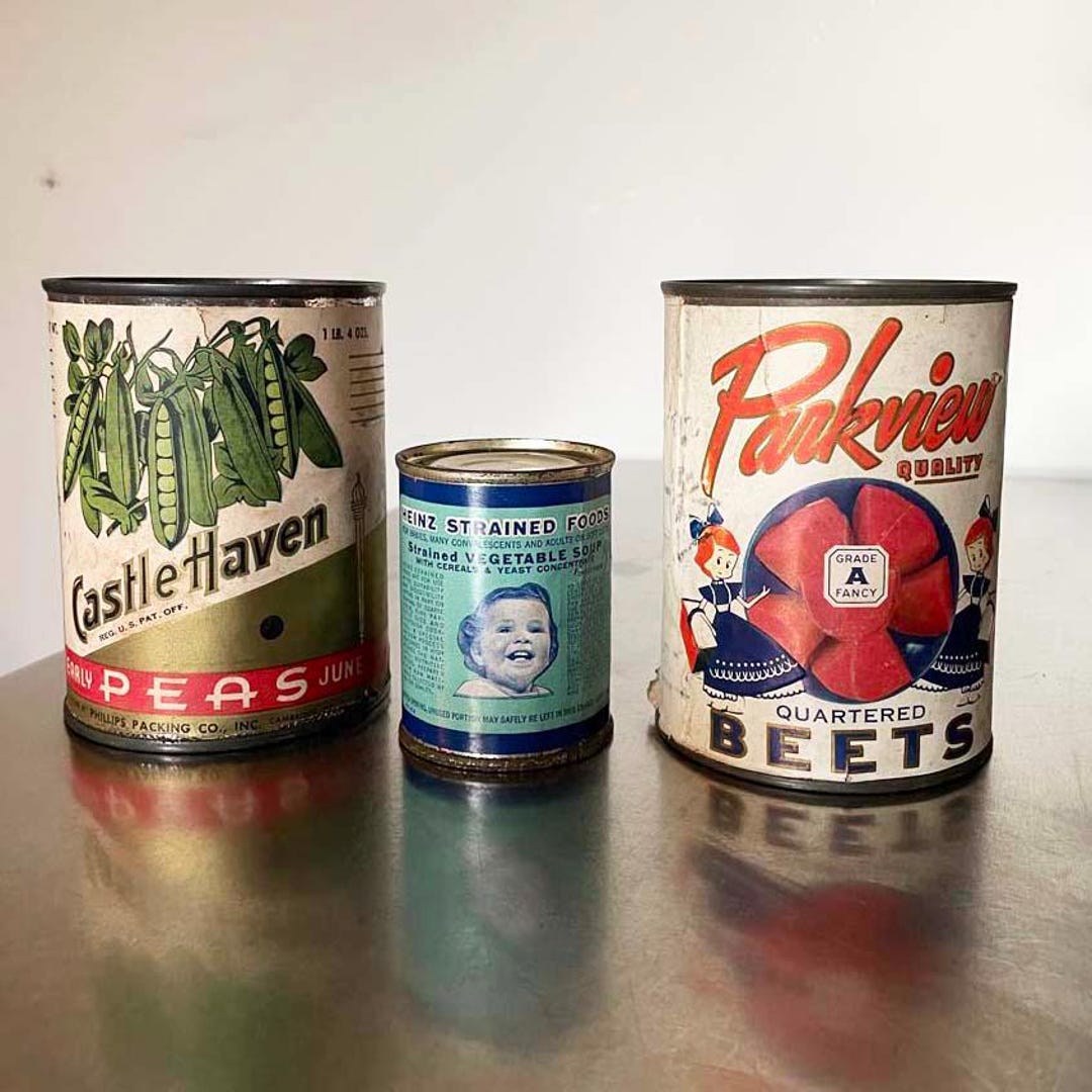 Antique Canned Goods Tins Set of 3 - Etsy