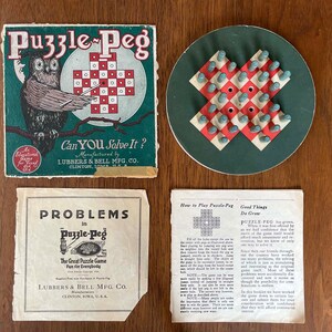 100 Years Old! Puzzle Peg Game From Lubbers & Bell MFG. Co - Etsy