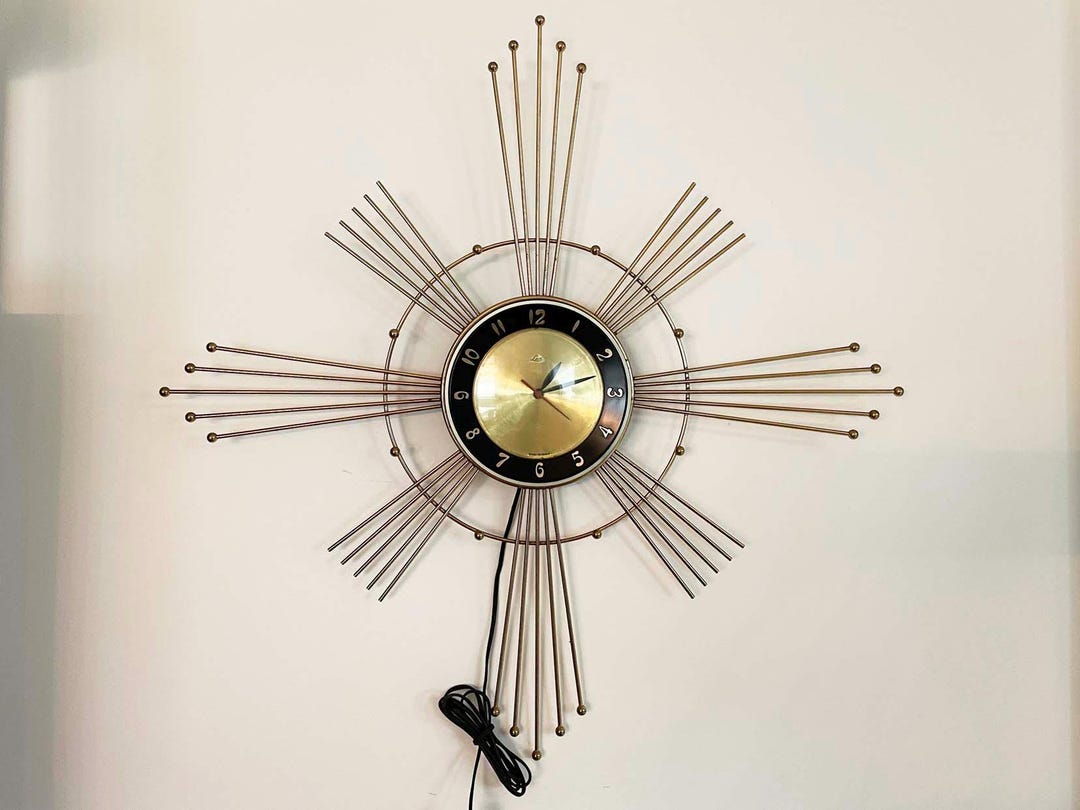Lux Wall Clock Vintage Atomic Starburst - Etsy