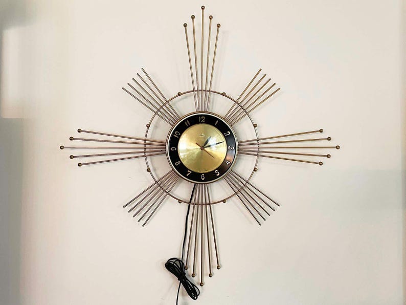 Lux Wall Clock Vintage Atomic Starburst - Etsy