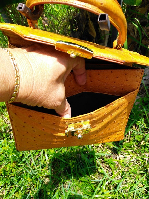 SISO Italy genuine ostrich leather kelly handbag purs… - Gem