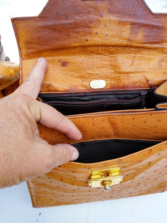 SISO Italy genuine ostrich leather kelly handbag purs… - Gem