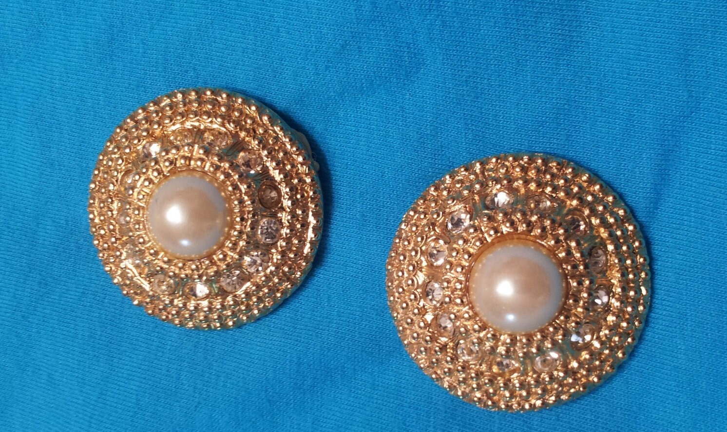 Pierre Balmain Paris Clip on Pearl Rhinestone Earrings Gold Tone - Etsy