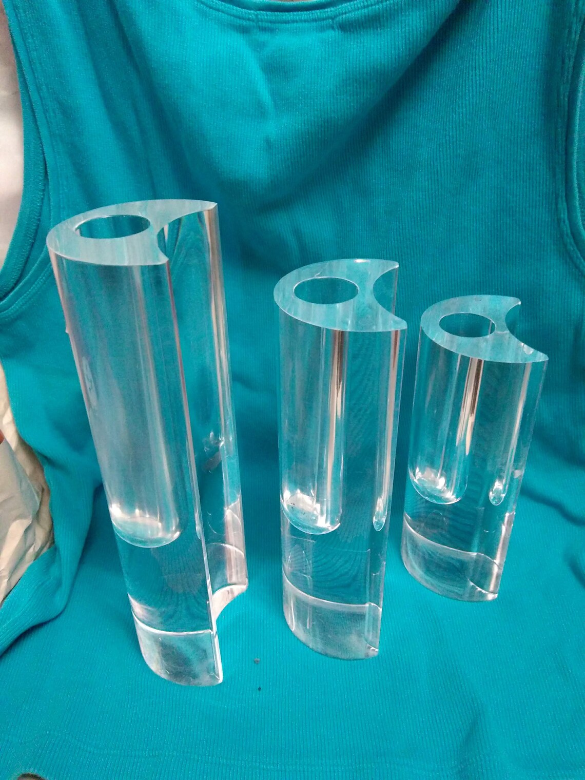 Set of 3 Graduated Lucite Vases MCM Italian Acrylic Guzzini Vintage ...