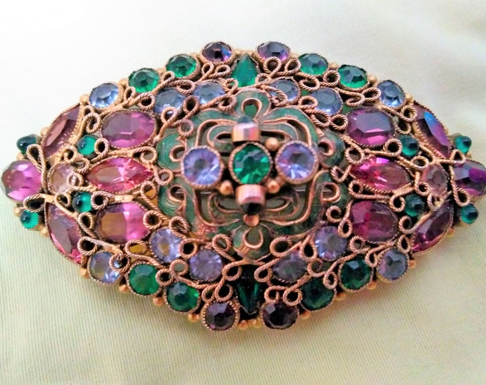 Vintage Fashioncraft Robert Large Statement Pin Brooch 53 Set Stones ...