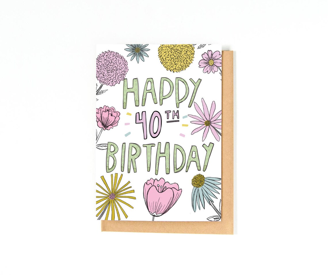 40th Birthday Card Happy Birthday Card 40 Card Bday Card - Etsy