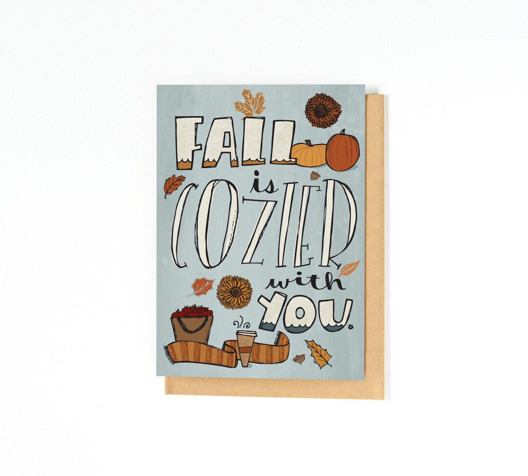 Cozy Fall Card Romantic Fall Greeting Card I Love You Card - Etsy