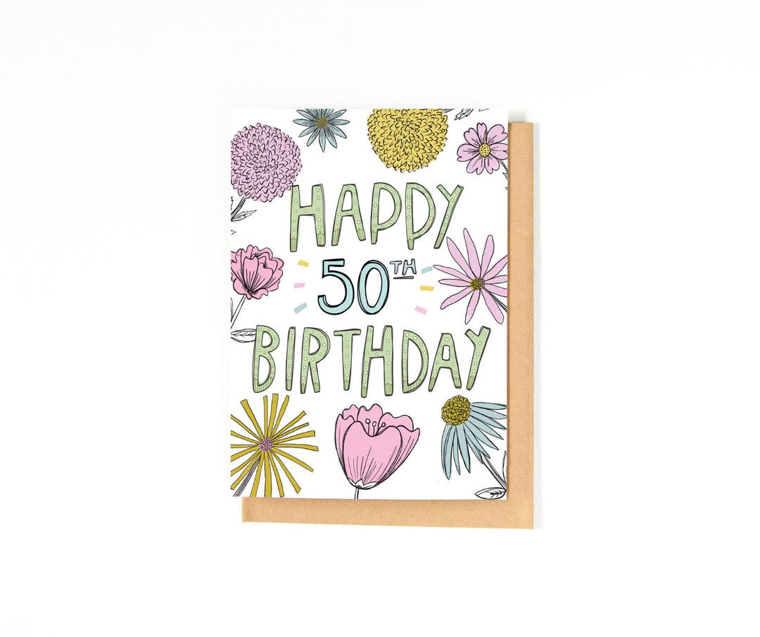 50th Birthday Card - Happy Birthday Card - 50 Card - Bday Card - Friend ...