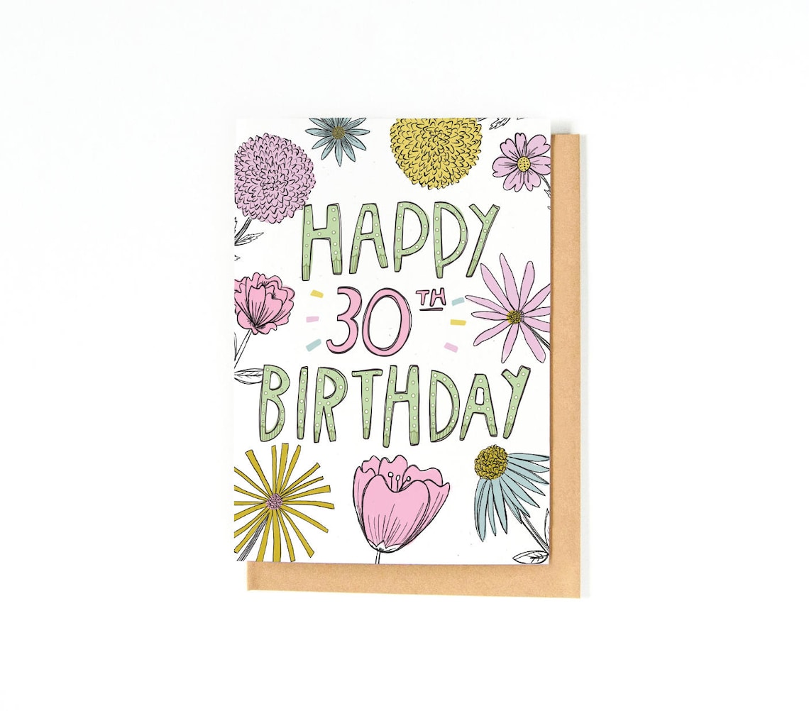 30th Birthday Card Happy Birthday Card 30 Card Bday Card | Etsy