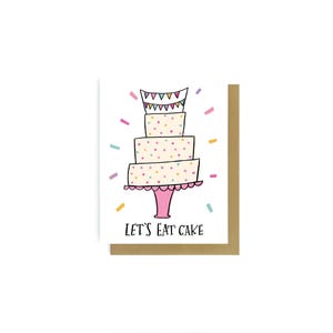 Birthday Cake Card, Happy Birthday Greeting Card, Let's Eat Cake ...