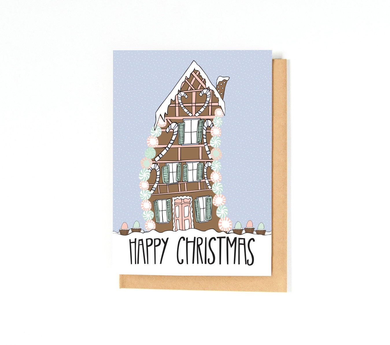 Happy Christmas Greeting Card Gingerbread House Card - Etsy