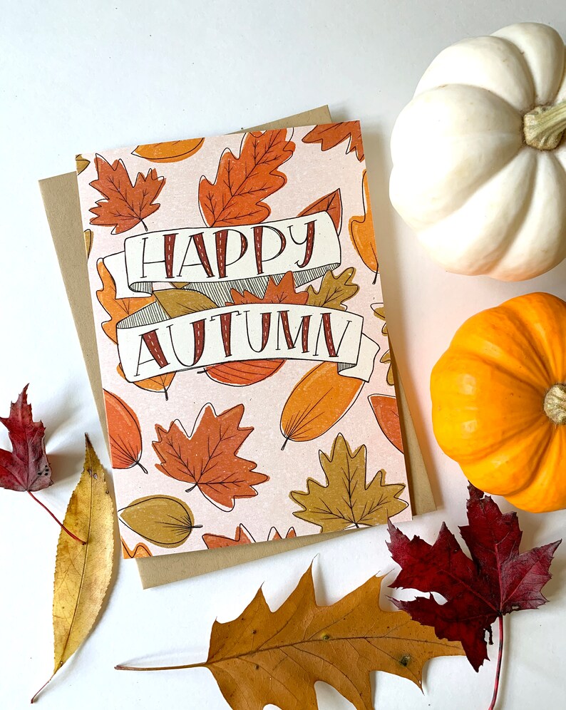 Happy Autumn Card Happy Fall Greeting Card Illustrated - Etsy