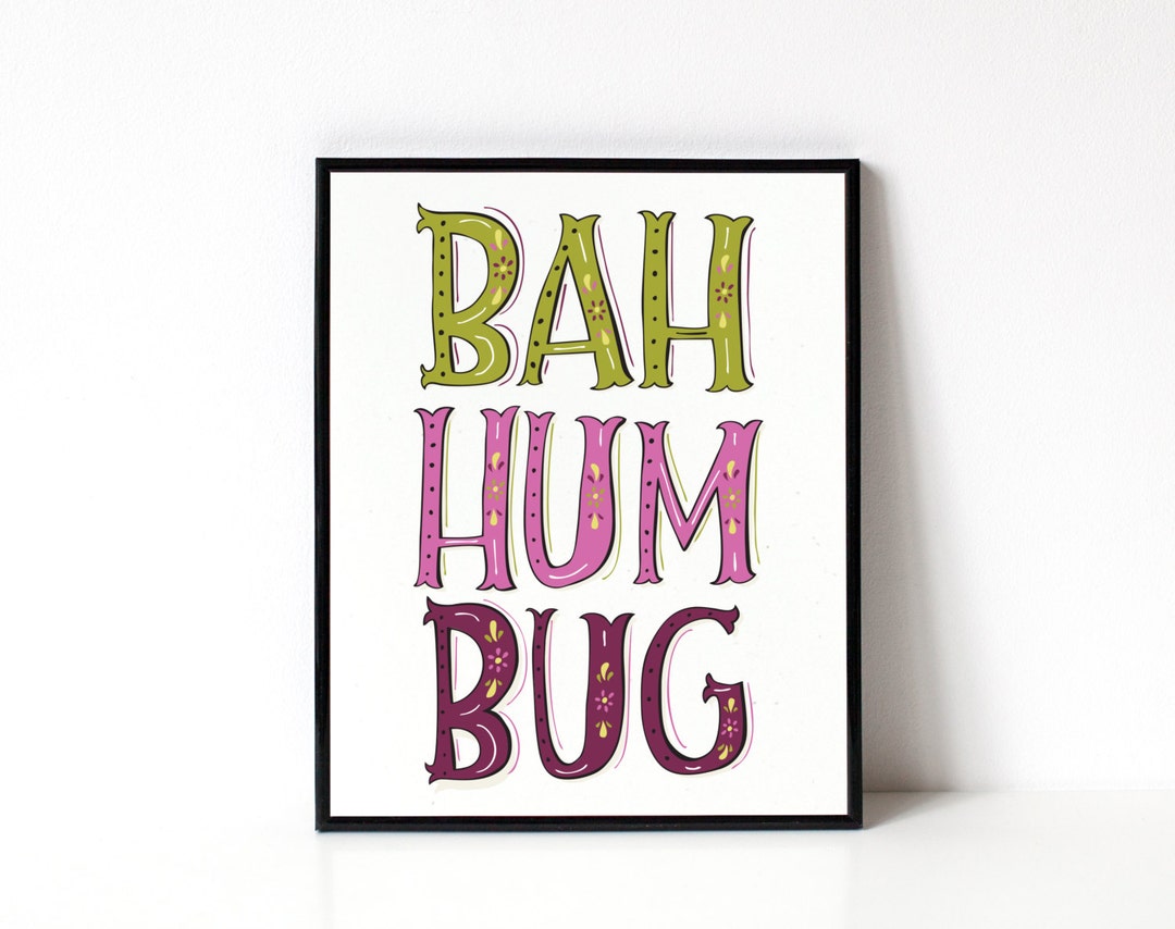 8x10 Holiday Wall Art - Bah Humbug - Hand-lettering - Typography ...