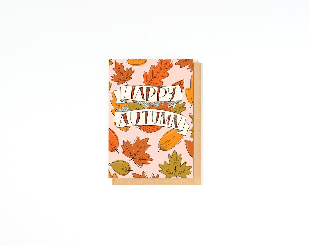 Happy Autumn Card Happy Fall Greeting Card Illustrated Fall Card Fall ...