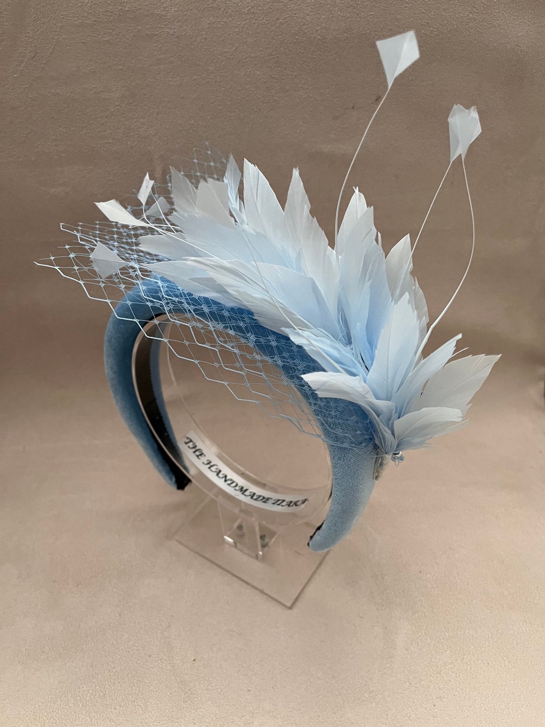 Baby Blue Feather Padded Headband Fascinator, Races Headpiece, Mother ...