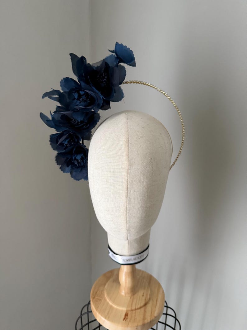 Navy Blue Fascinator Headband, Halo Headpiece, Wedding, Races - Etsy UK