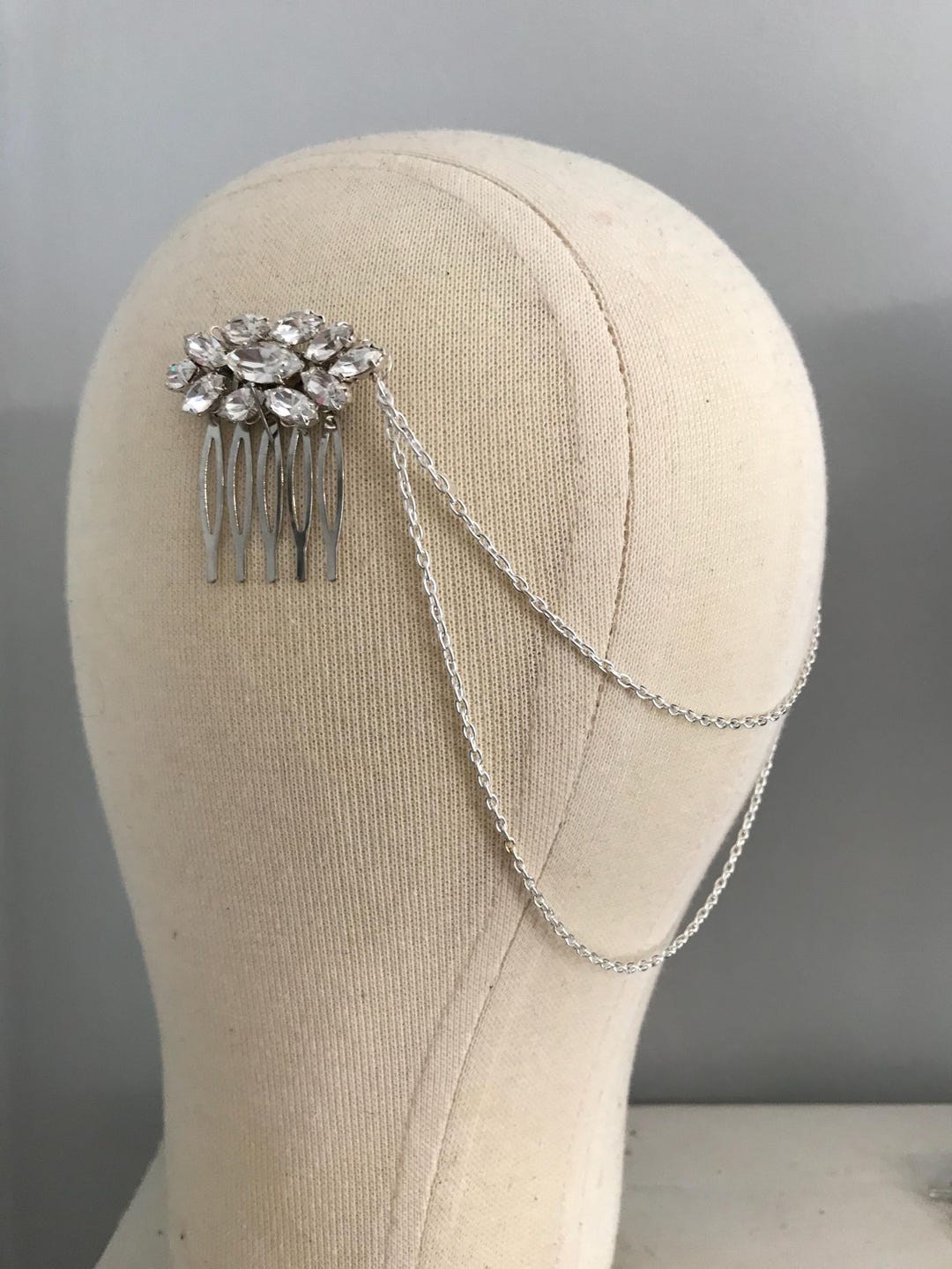 Crystal Silver Hair Chain, Art Deco Headpiece, 1920s Hair Accessory - Etsy