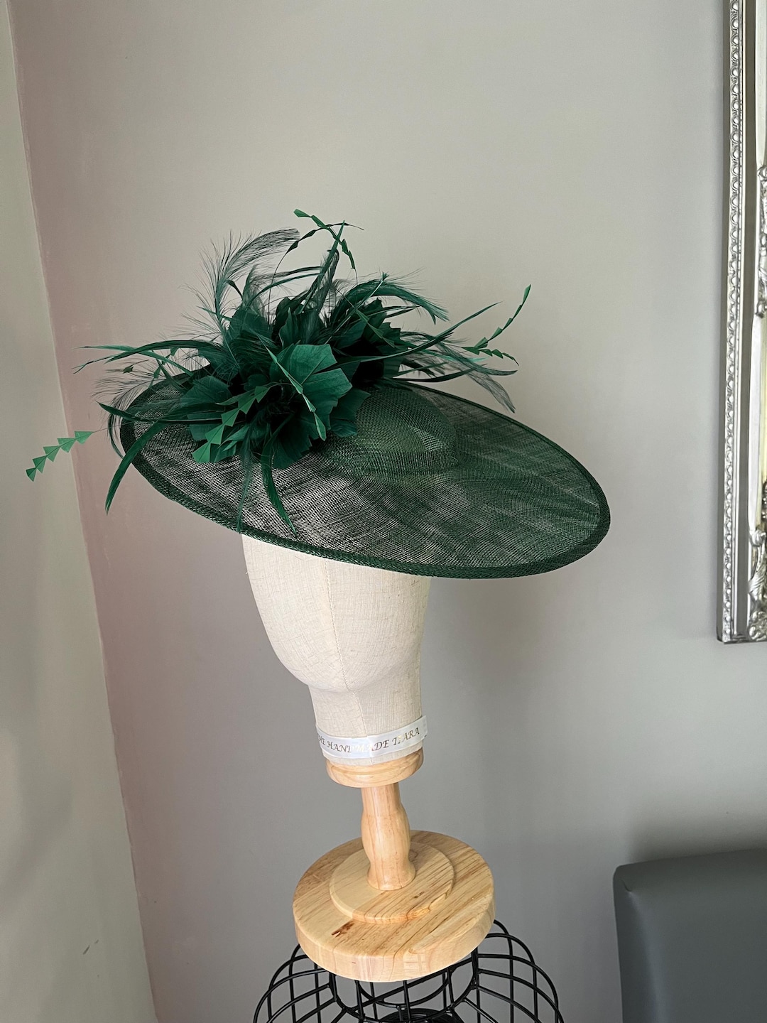 Forest Green Hatinator Boater Hat, Bottle Green Headpiece for a Wedding ...