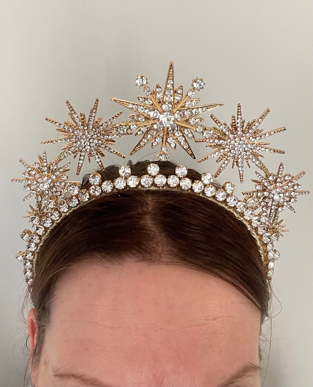 Gold Star Halo Crown for a Celestial Wedding, Cosmic Tiara Headpiece ...
