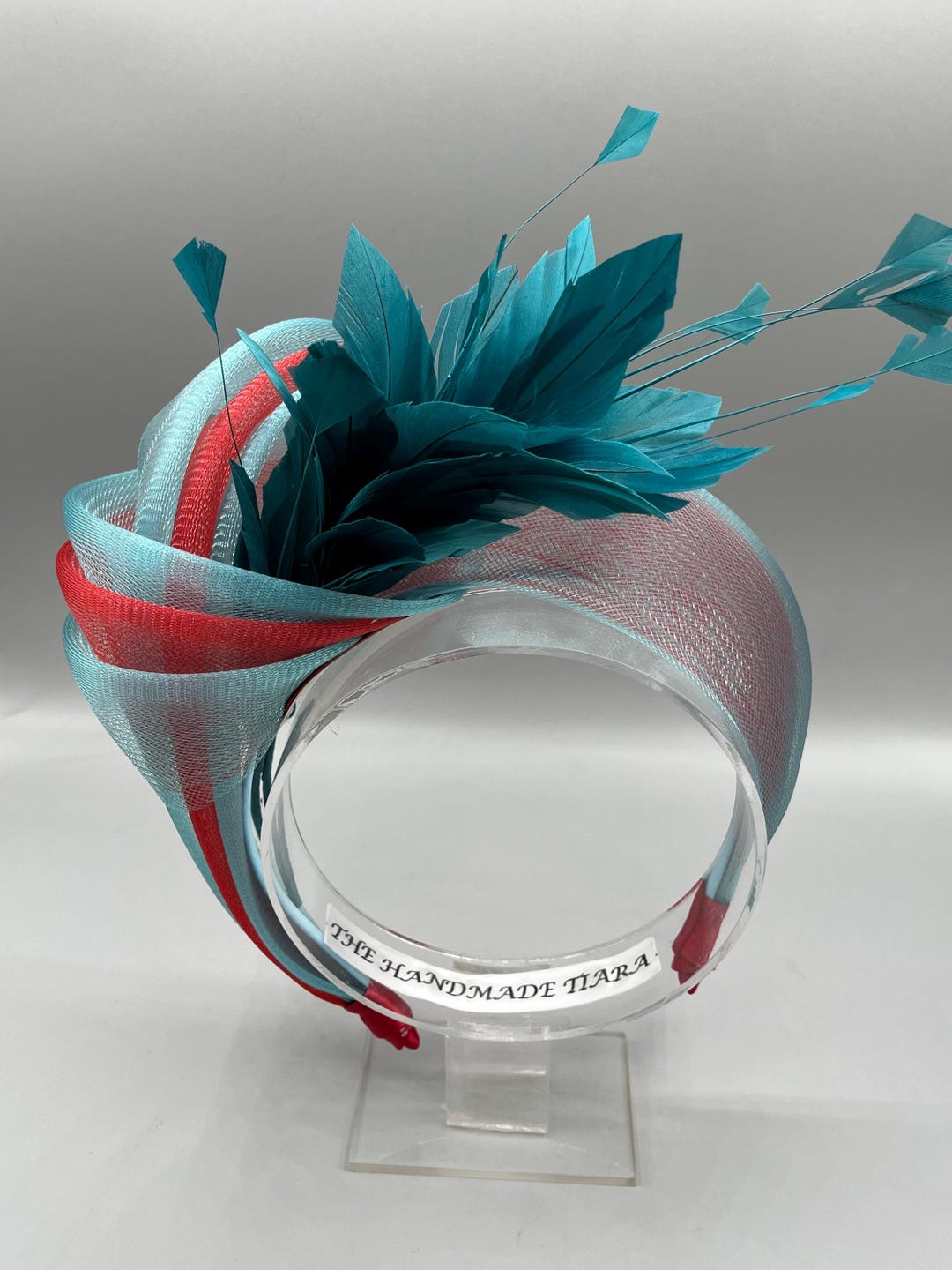 Duck Egg and Red Fascinator Knot Headband Perfect for Races or Mother ...
