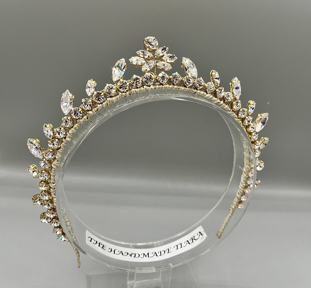 Gold Crown Antique Tiara in a 1920s Style, Art Deco Inspired Wedding ...