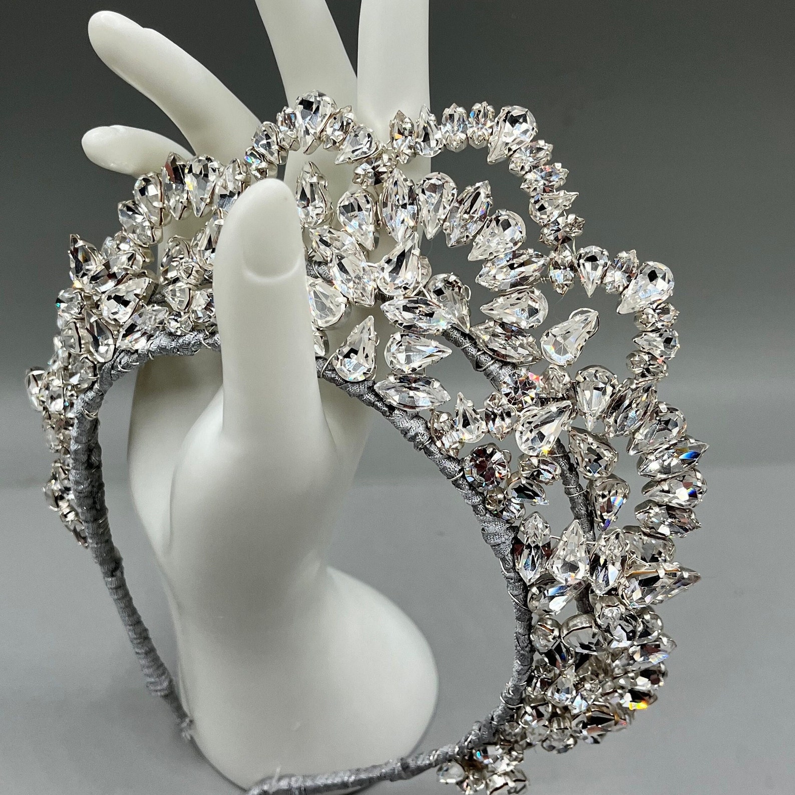Large Bridal Crown Silver Plaited Crystal - Etsy UK