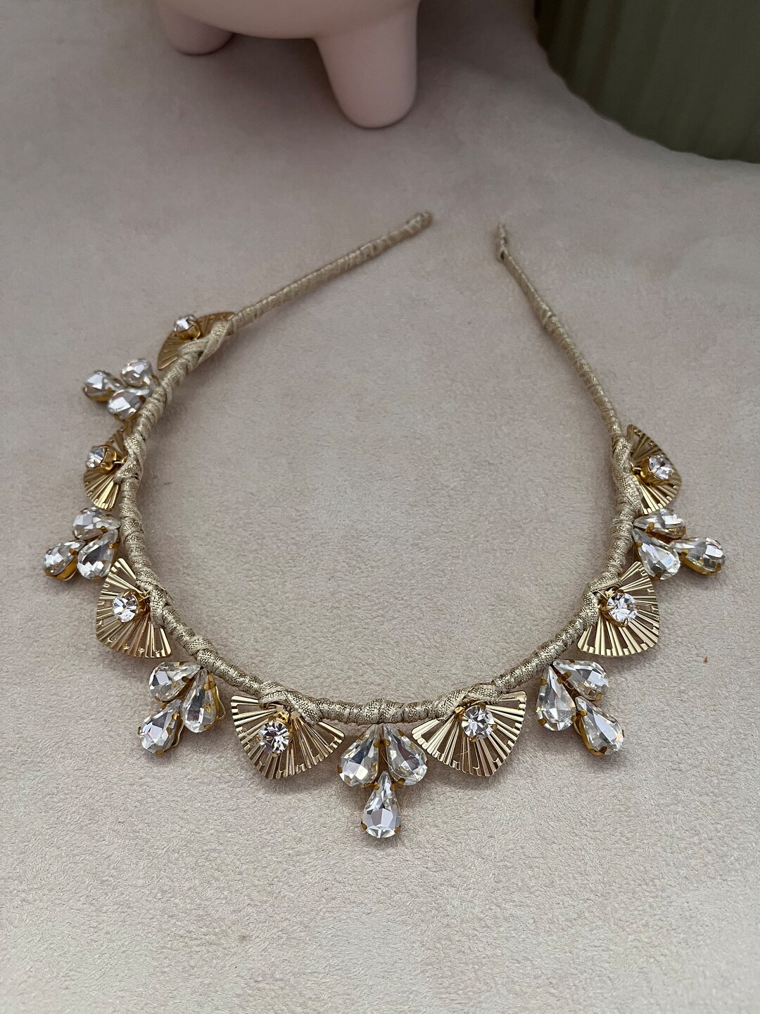 Gold Bridal Tiara Halo Crown 1920s Style Bridal Headband - Wedding ...