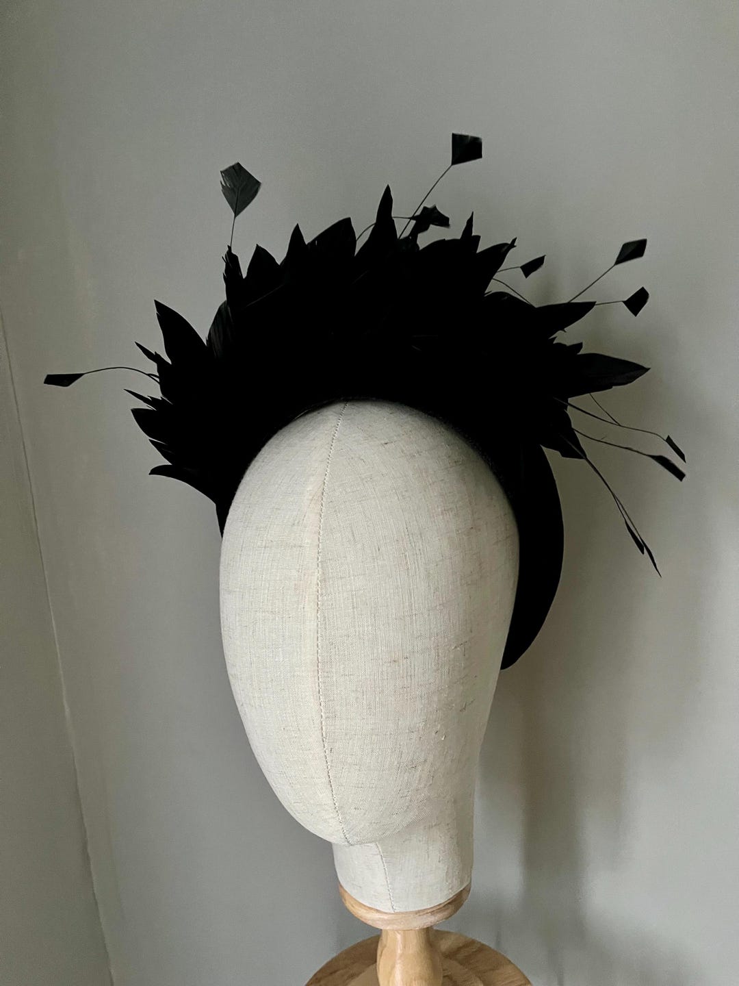 Black Feather Headband Fascinator, Races Headpiece, Mother of the Bride ...