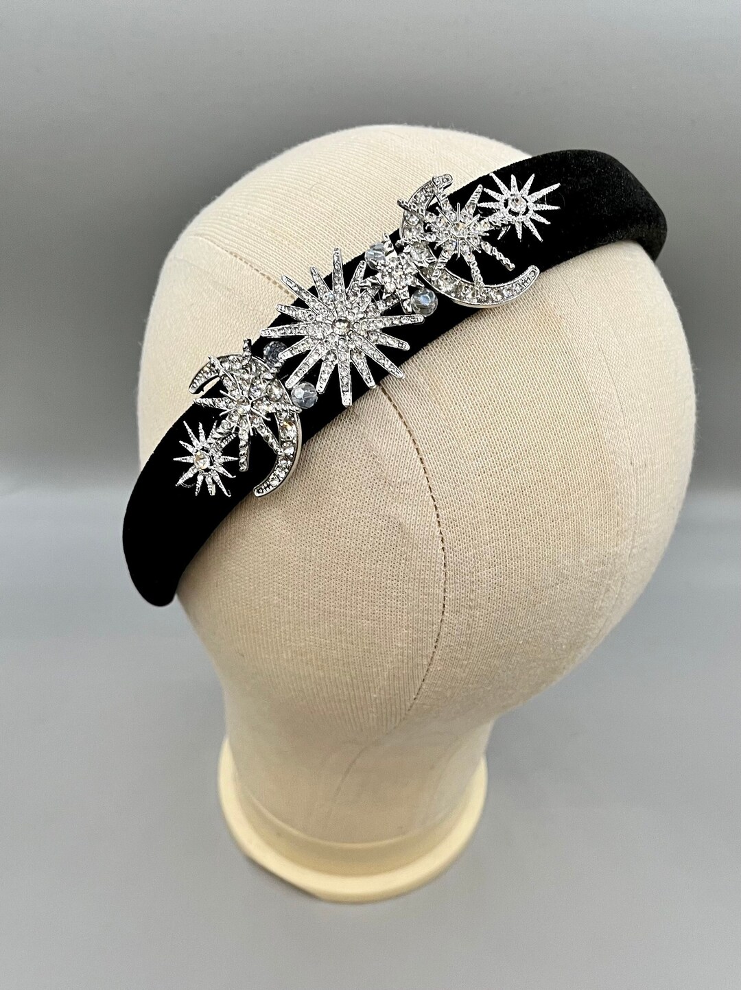 Star Headband Black Velvet Headpiece Occasion Headwear Fashion ...