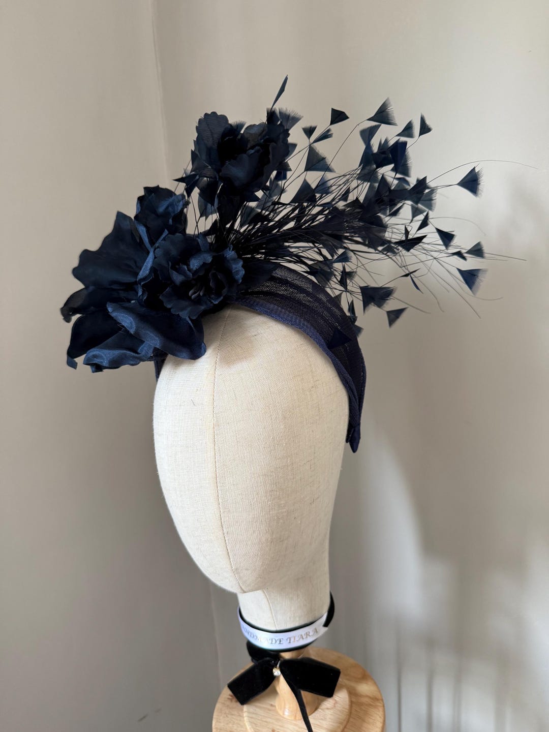 Navy Blue Fascinator Headwear, Large Sinamay Headpiece for a Wedding ...