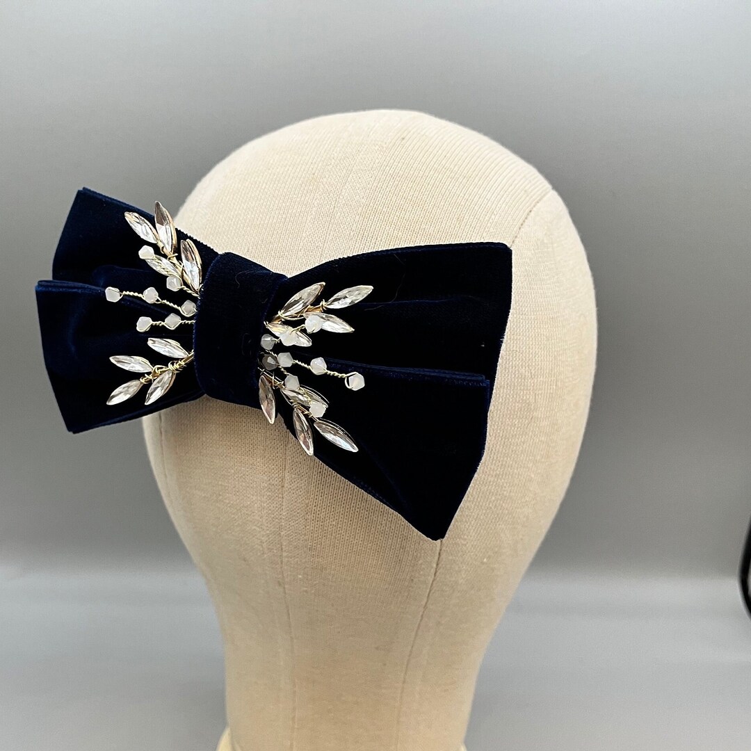 Navy Blue Hair Bow, Navy Blue Velvet Hair Bow, Hair Accessories - Etsy UK