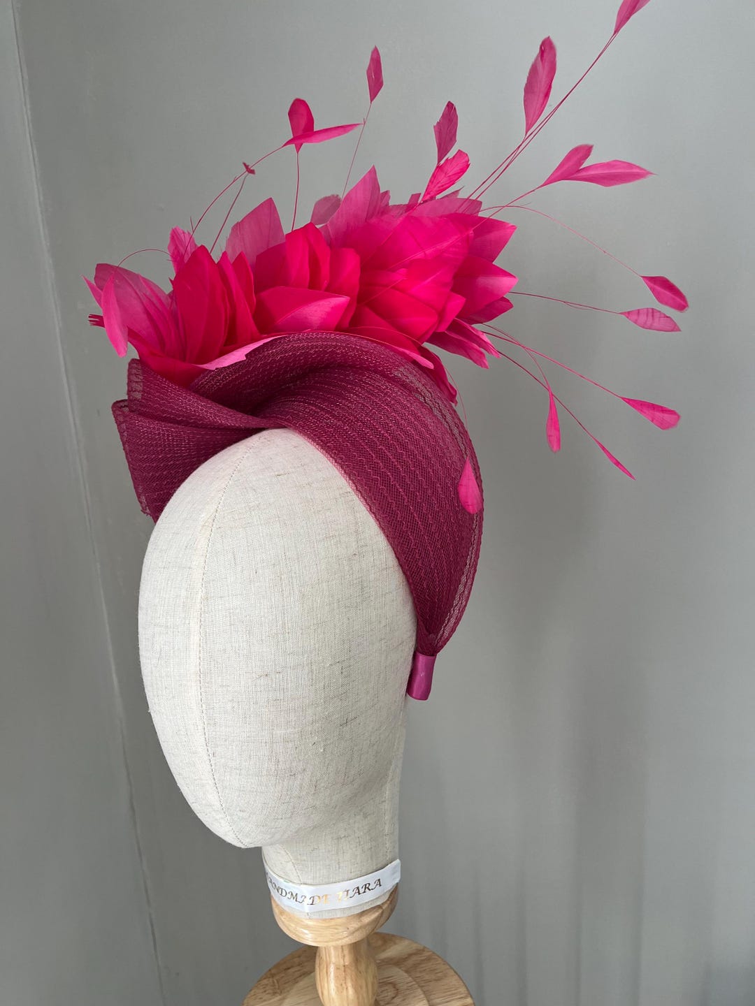 Raspberry Pink Halo Fascinator Knotted Headband, Headpiece for a ...