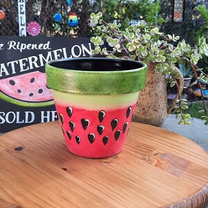 Terracotta Clay 6 Inch Pot Watermelon Handpainted Homemade - Etsy