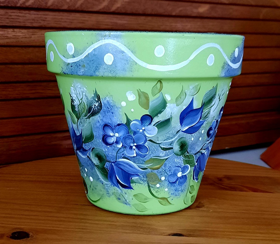 Terracotta 6" Hand Painted Outdoor Pottery, Unique Clay Pots, Beautiful ...