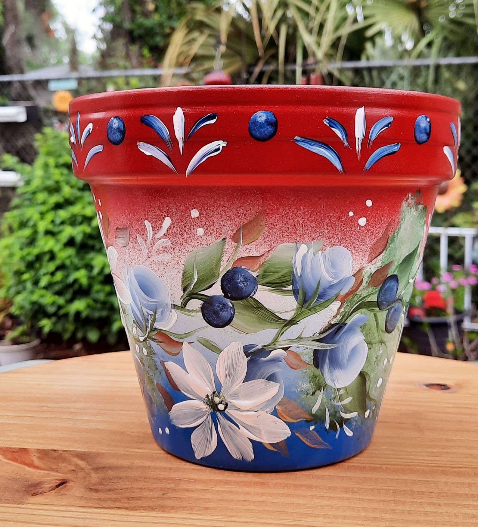 6 Terracotta Clay Pot-red White and Blue Patriotic - Etsy