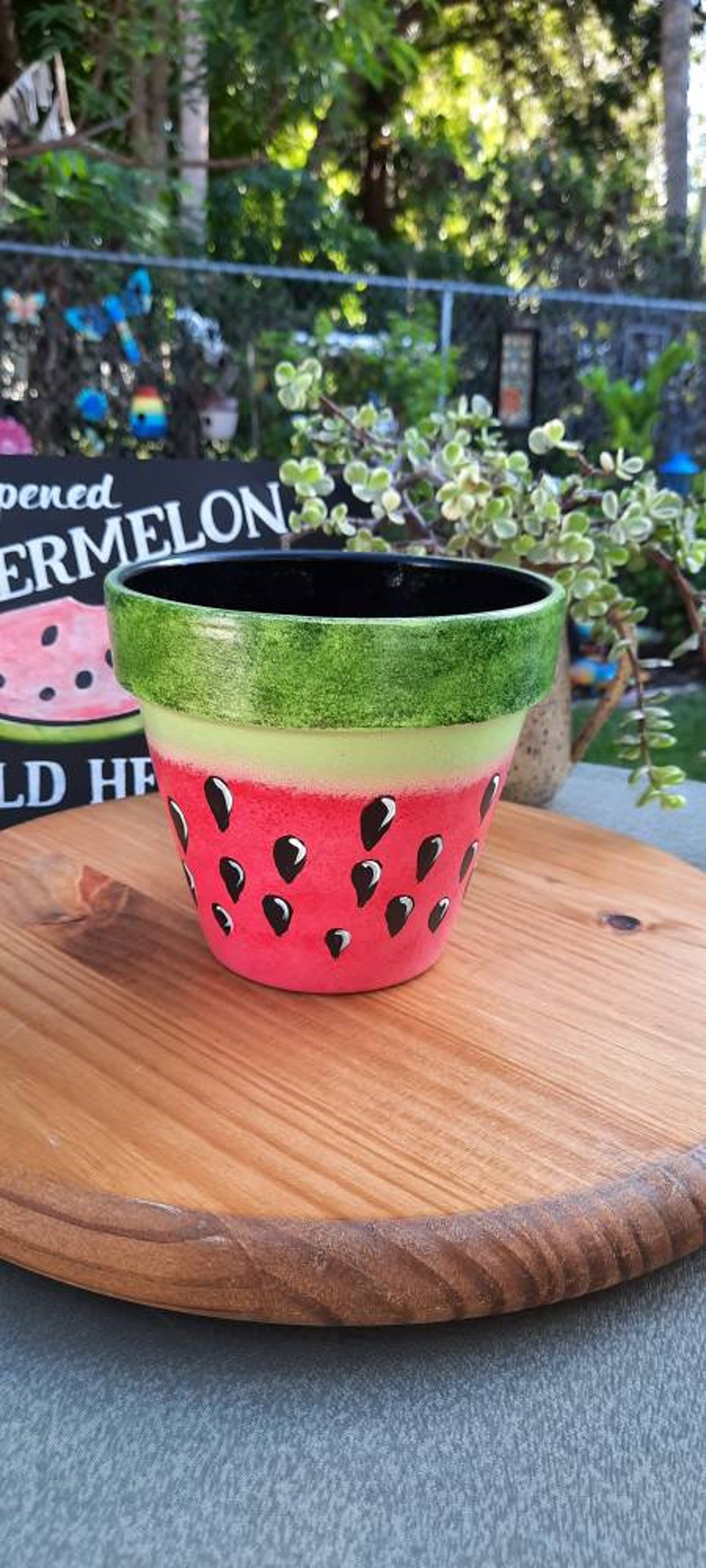 Terracotta Clay 6 Inch Pot Watermelon Handpainted Homemade - Etsy