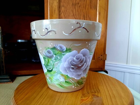 Rustic Neutral Handpainted 8 Clay Terracotta Pot - Etsy