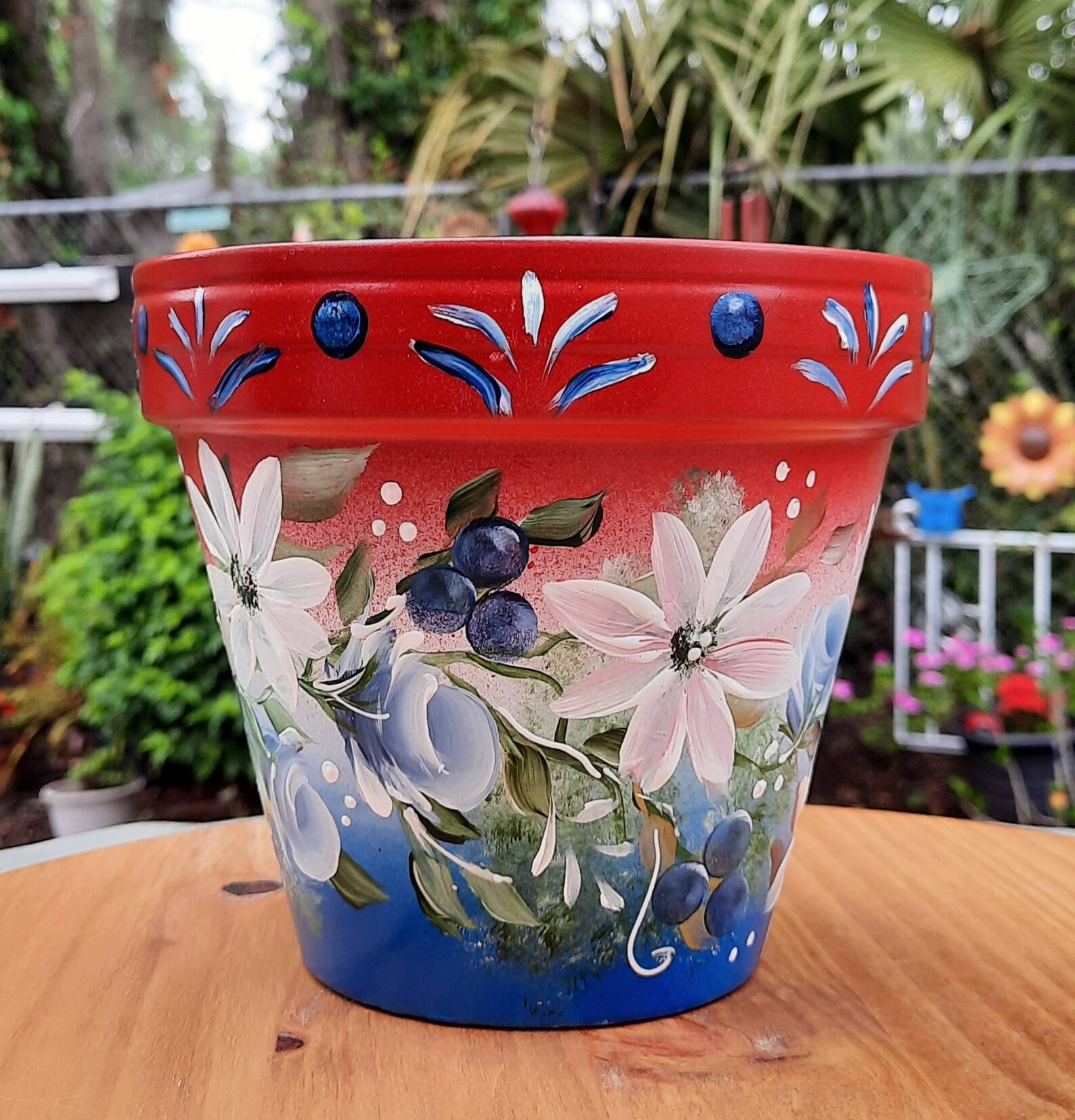 8 Terracotta Clay Pot-red White and Blue Patriotic - Etsy