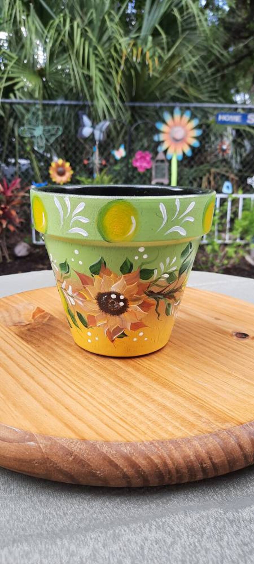 Lemon Terracotta Clay Pot 8 in Flower Pot Sunflowers Handpainted ...