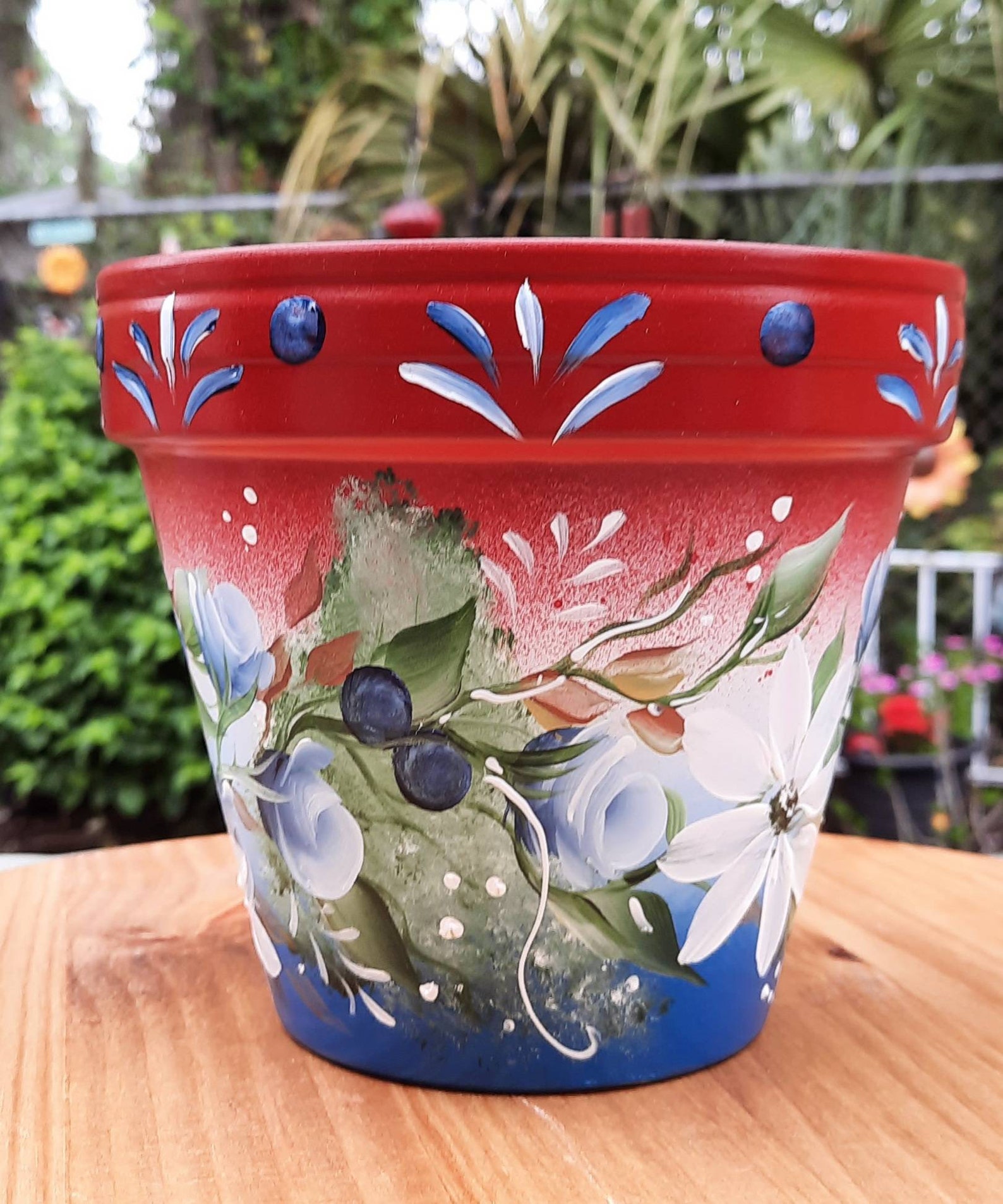 8 Terracotta Clay Pot-red White and Blue Patriotic - Etsy