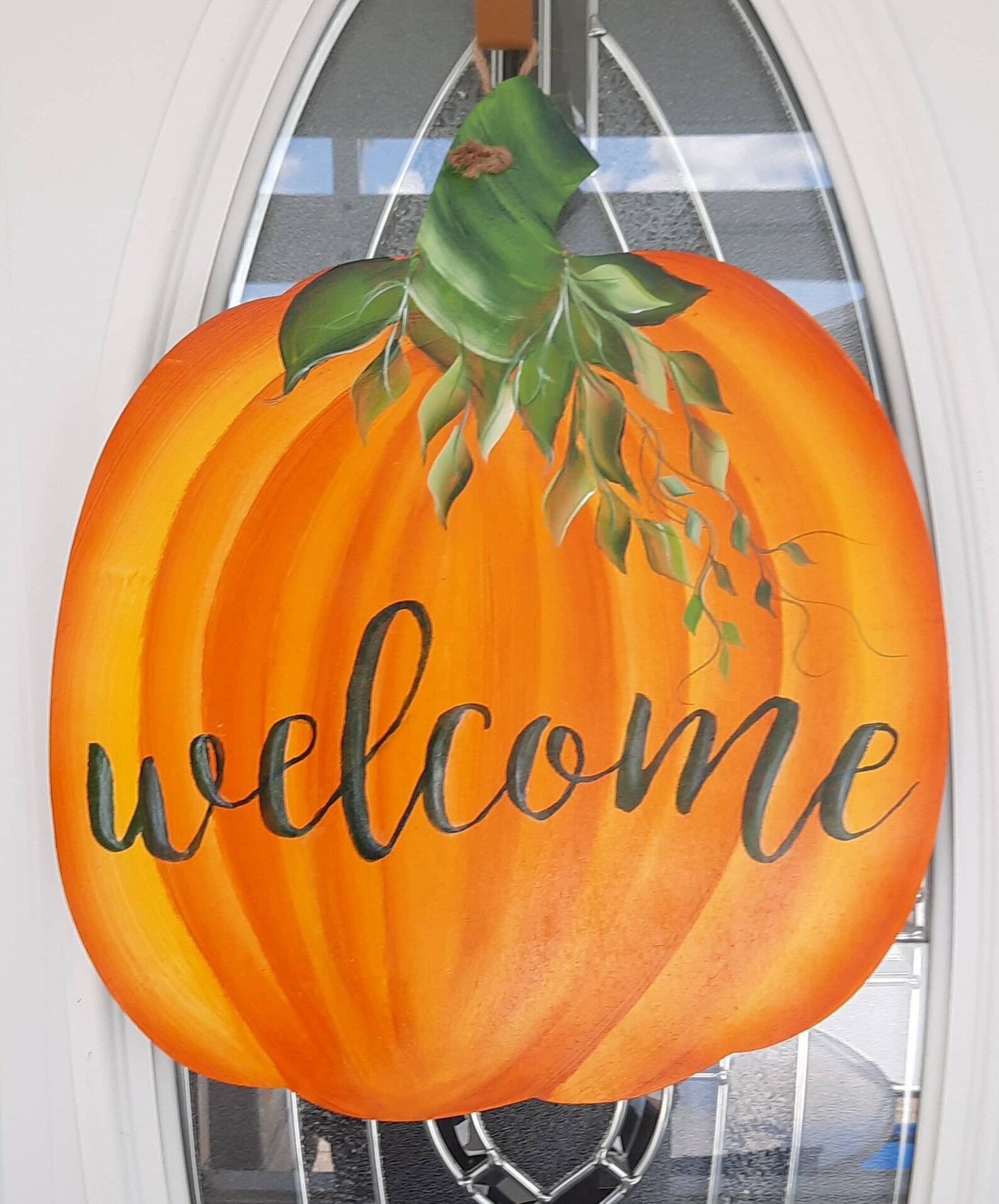 Large Wood Pumpkin Sign Wreath Attachment 18x16 Welcome Hand - Etsy