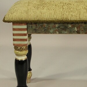 G || Long Bench W-turned Legs | Upholstered/hand-painted |47x14x18h |as ...