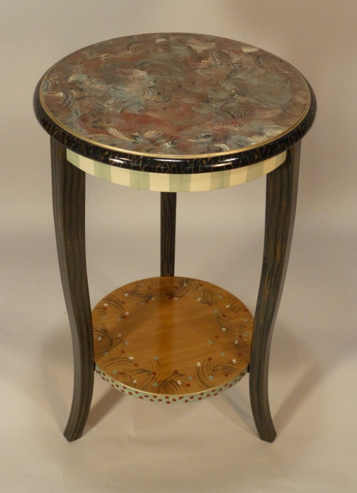 S || Cabriole Hand-painted Drinks Table W-shelf | 16x24h | as Shown or ...