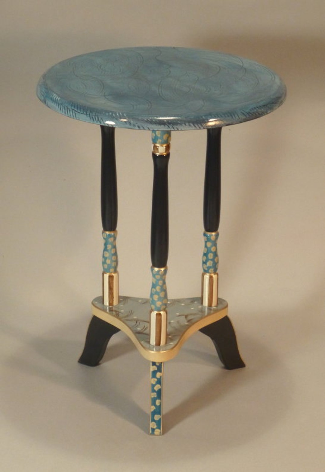 S || Round Tea Table/drinks Table | Hand-painted | 16x23h | as Shown or ...